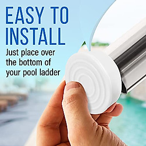[4 Pack] Pool Ladder Bumpers to Protect Pool Liner - Protective Step Ladder End Cap for Inground Pool - Swimming Pool Ladder Parts - White Rubber End Cap for Swimming Pool Ladder - 1.9” Inner Diameter