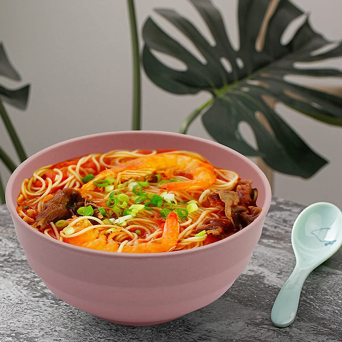 60 OZ Unbreakable Bowl Sets, 4 Pack Durable Large Bowls, Lightweight Dinnerware for Dinner Dessert, Fruit, Salad,Noodle, Cereal, Kitchen Soup Bowls (20CM 4 Beige)