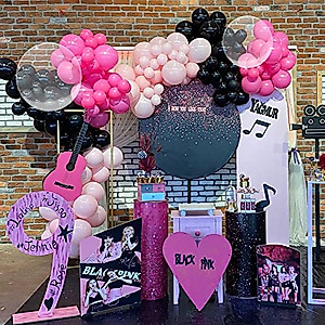 INFLORAL Black and Hot Pink Balloons Garland Arch Kit, 160 PCS Rose Red Black Pink Balloons Set, Latex Balloons Birthday Balloons for Party Decoration
