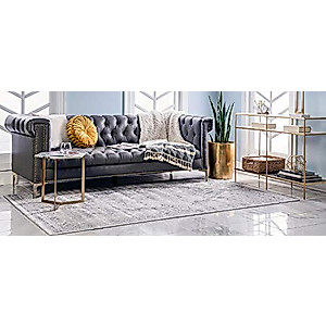 Unique Loom Chateau Collection Victorian, Textured, Vintage, Traditional, Distressed Area Rug, 10 ft x 14 ft (5 in), Navy Blue/Ivory