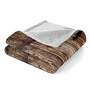 DALEM Soft Fleece Throw Blanket - Fluffy Microfiber Solid Blankets for Bed and Couch Double/Single Size - 59X79Inch Wooden Door Printed Flannel Blanket for Bed, Couch and Sofa