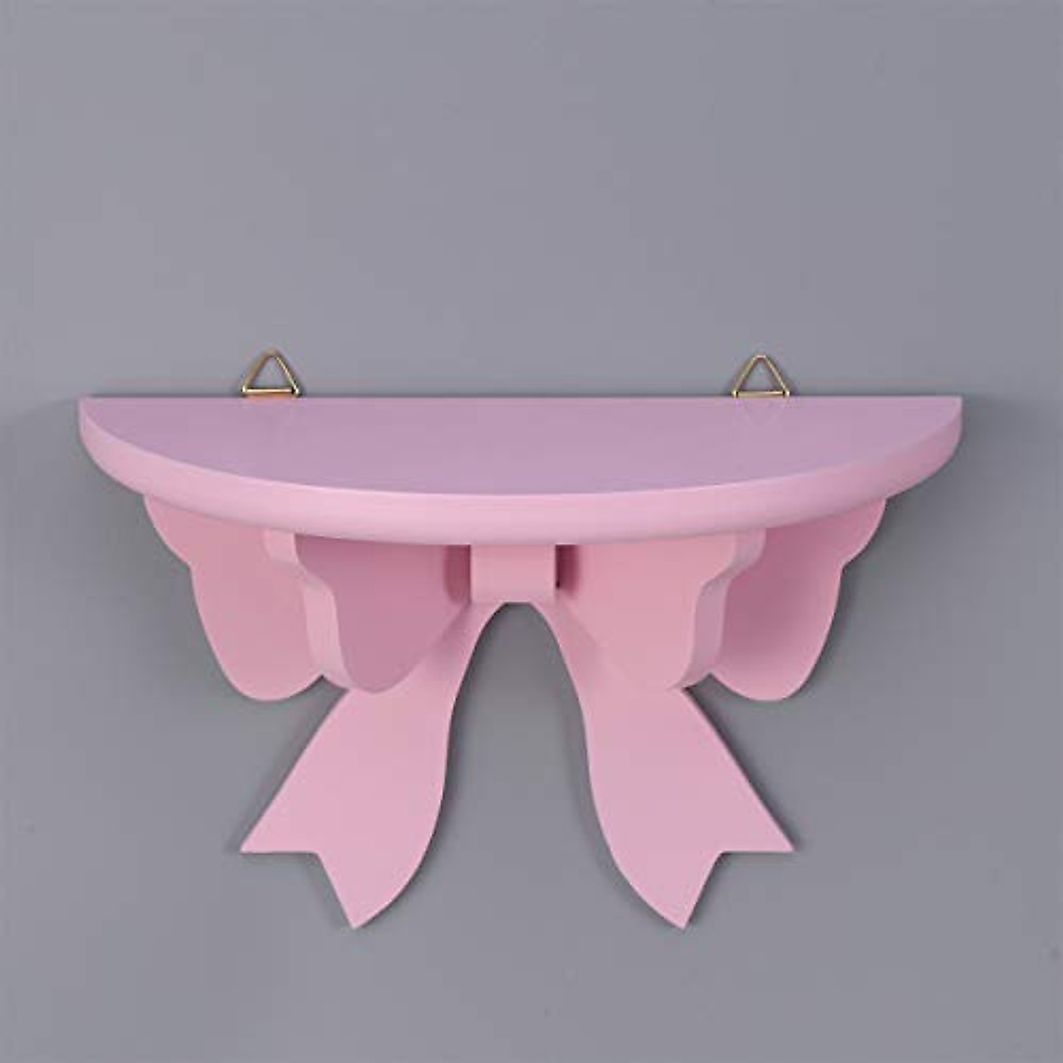 Operitacx Princess Bow Shelf Wood Floating Shelves Bowknot Shaped Wall Shelves Flower Pot Wall Rack Planter Display Holder for Bedroom Nursery Living Room Wall Decor Semi Circle Wall Shelf