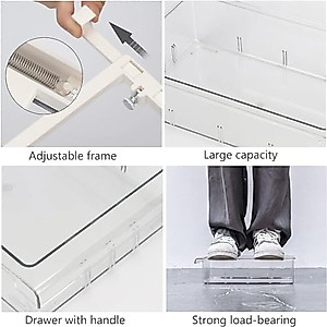 Colacoo Pull Out Fridge Drawer Organizer Refrigerator Drawer Organizer - Pull Out Fridge Shelf Storage Box Organizer with Handle for Egg Fruit Vegetable (Clear, No compartments)