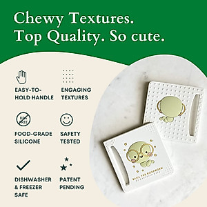 Basil The Bookworm Baby Teether - Premium BPA Free Silicone Teething Toy | Perfect for Baby Showers | Unique Book-Shaped Design | Freezer & Dishwasher Safe (Age: 3+ Months)