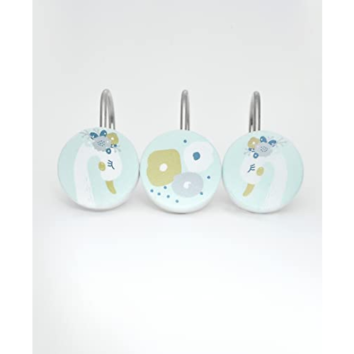 Indecor Home Bathroom Accessory Set, Fun Swan Design, Includes Shower Curtain, 12 Printed Curtain Hooks, Soap Dish, Toothbrush Holder, Soap Dispenser and Soft Non-Slip Bath Rug Mat Box Set