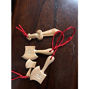 WellieSTR 11 Stlye Feng Shui Protection Amulet - Mini Peach Wood Sword,Knife, Axe, and Pen Pendant (Basic) 护身符 桃木剑 辟邪 转运 学习 (Baby Children's Portable Necklace Pendant)
