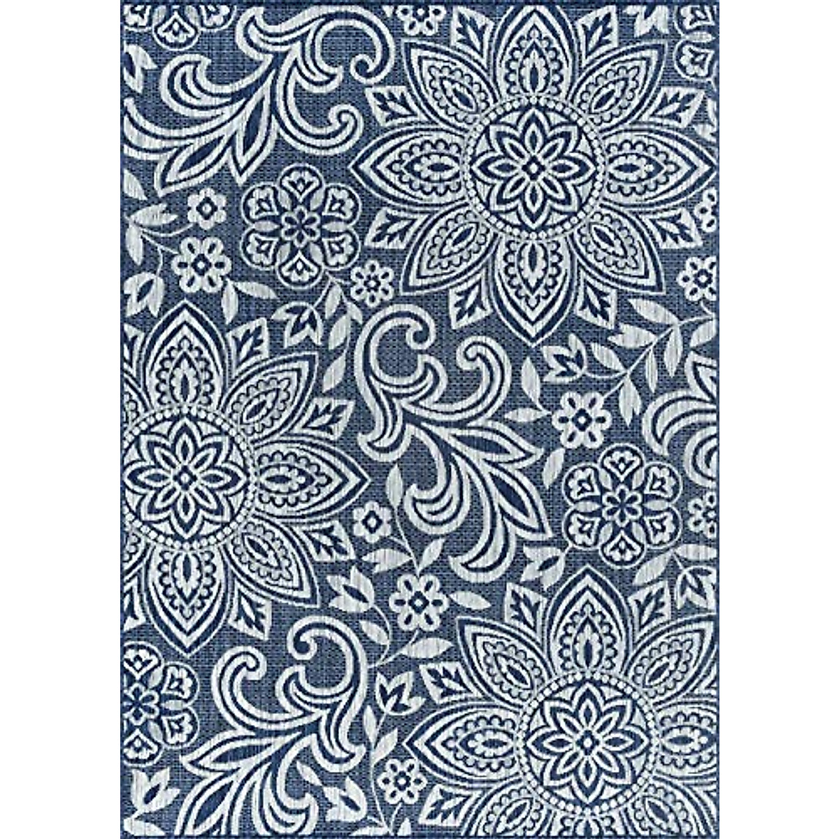 Navy Jute Water Resistant Large Indoor Outdoor Rug 5x7 for Patio Entryway Deck Garden Outside Porch Hallway Entry Way Area - Waterproof Living Room Bedroom Kitchen Carpet Alfombras para Exteriores