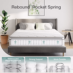 Novilla Queen Mattress in a Box, 12 inch Queen Size Mattress with Independent Spring & Comfortable Foam, Queen Hybrid Mattress for Back Pain Relief & Support, Motion Isolation, Certipur-Us Certified