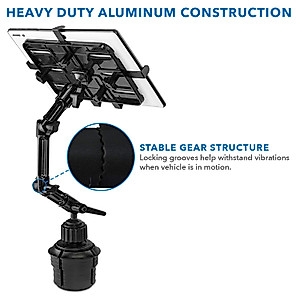Mount-It! Premium Cup Holder Tablet Mount for Cars - Tablet ELD Mount - Heavy Duty Aluminum Tablet Mount For iPad, Galaxy, & Fire Tablets (MI-7320)