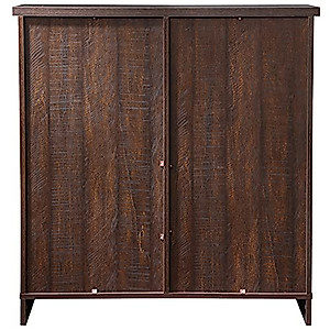 WAMPAT Coffee Bar Cabinet with Barn Doors, Farmhouse Sideboard Buffet Cabinet with Storage for Living Room Dinning Room Rustic Brown