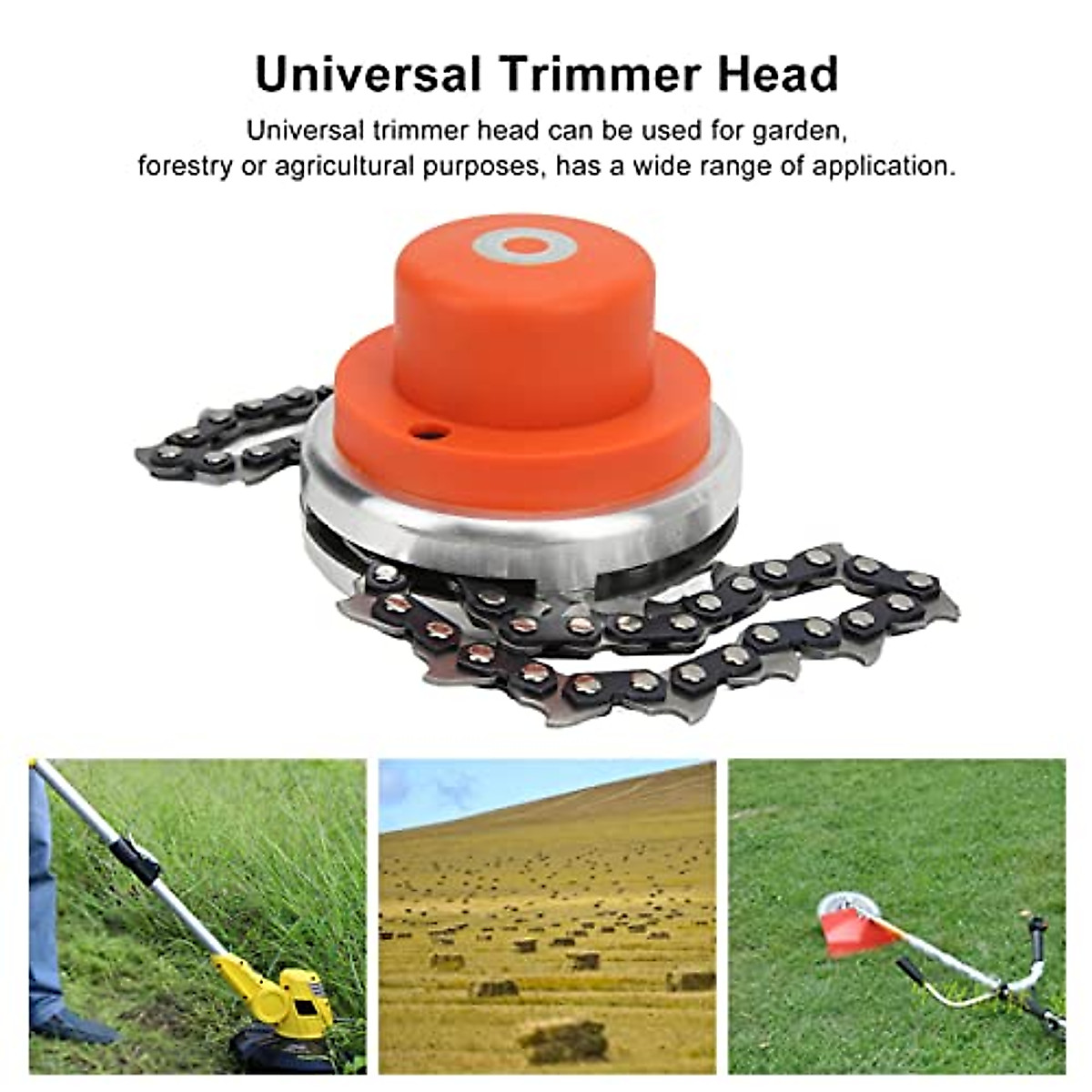 Trimmer heads, effective abrasion resistant brush trimmer head with chain for garden