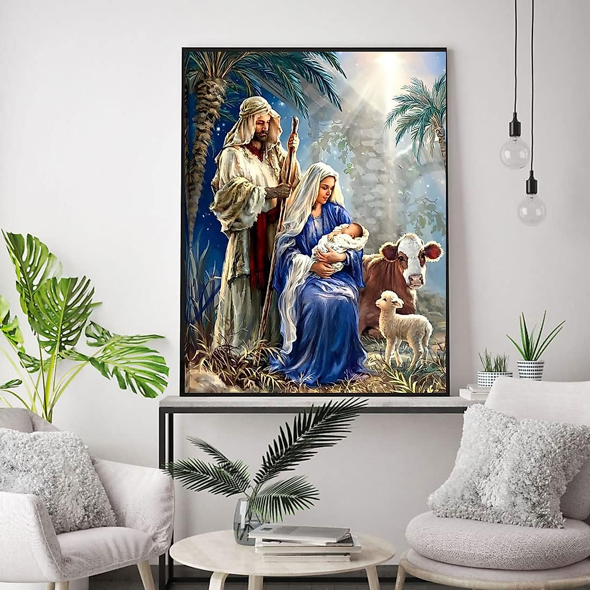 Nativity Scene Diamond Paintings Kits for Adults, Christmas Jesus was Born Diamond Art Kits Full Drill Diamond Dots Paint with Diamonds Gem Arts and Crafts for Beginner Home Religious Wall Decor
