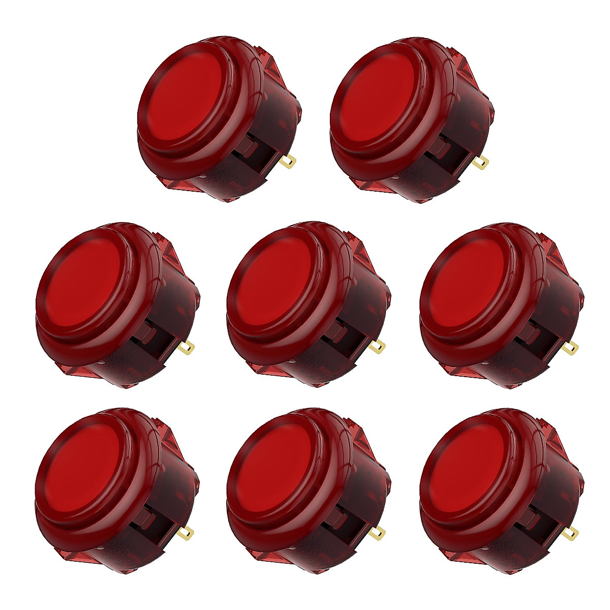 qanba Gravity KS Mechanical Shafts Silent Pushbutton 30mm Snap-In (Boxed (Clear Red D06(8 pcs)