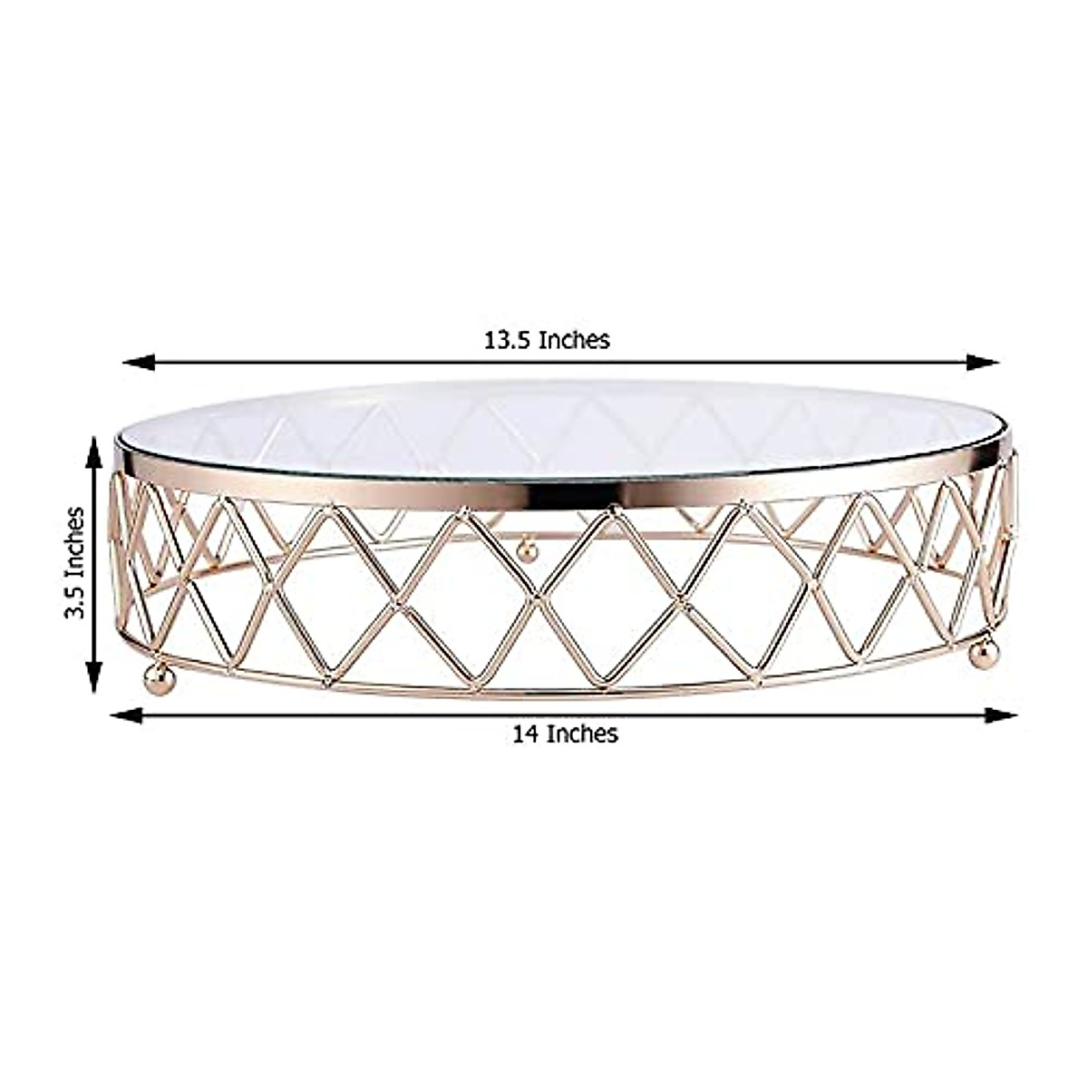 BalsaCircle Gold Clear 14-Inch Round Metal Glass Geometric Cake Stand - Wedding Birthday Party Dessert Pedestal Display Decorations