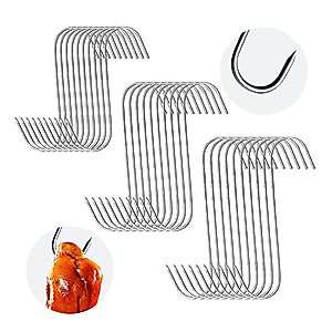 Hoypeyfiy 30PCS S-Type Grill Meat Hook Butcher Hooks Stainless Steel Meat Hooks for Hanging Jerky Deer Chicken Ribs Fish Beef