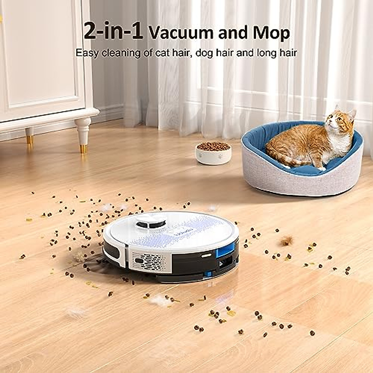 Lubluelu Robot Vacuum and Mop Combo 3000Pa, 2 in 1 Robotic Vacuum Cleaner, Lidar Navigation Laser, 5 Editable Map,10 No-go Zones, App/Alexa, Intelligent Vacuum Robot for Pet Hair, Carpet, Hard Floor