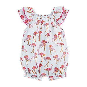 Mud Pie baby girls Ruffle Sleeves Mud Pie Bubble Flamingo 12 18 Months, Flamingo, Size 12-18M US