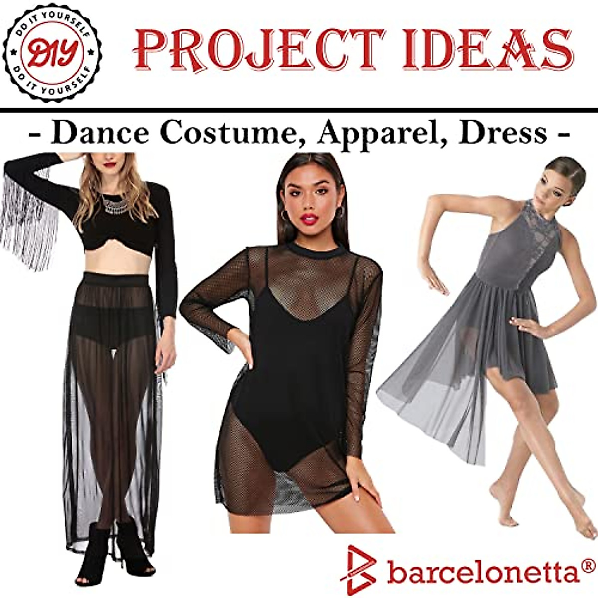 Power Mesh Fabric | 5 Yards Continuous | 60" Wide | 4-Way Stretch, 10% Spandex | Lightweight, Sheer (Scarlet)