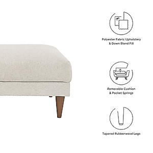 Modway EEI-6481-HEI Zoya Down Filled Overstuffed Ottoman, Ivory Fabric