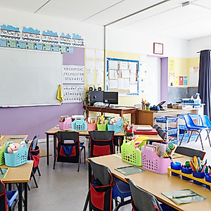 Nuogo 10 Pack Assorted Multicolor Basket with Handles Plastic Oval Carry Totes with Handles Caddy Multipurpose Organizer Reusable for Bathroom Dorm Communal Showers Kitchen School, 10.6" x 6" x 10"