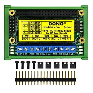 DIN Rail Mount 5 SPST-NO RPi IoT Power Relay Module for Raspberry Pi Zero/Zero-W