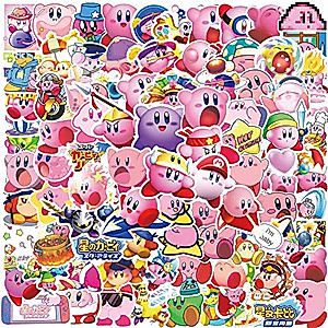 100Pcs Cute Cortoon Game Kirby Stickers Cartoon Kirby Star Sticker for Water Bottle Vinyl Waterproof Stickers for Kids Teens Adults Laptop Skateboard (Kirb)