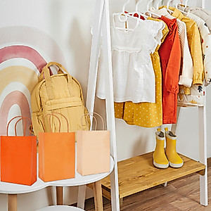 Whaline 36Pcs Orange Party Favor Bags Paper Gift Bags Bulk with Handles Autum Fall Thanksgiving Grocery Shopping Treat Bags for Holiday Wedding Birthday Party DIY Crafts Supplies