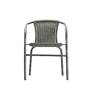 Patio Vida Cascade 3 Pieces Outdoor Patio Conversation Set - Wicker Rattan Chairs and 1 Coffee Table with Glass Top for Garden, Patio, Balcony, Backyard Taupe