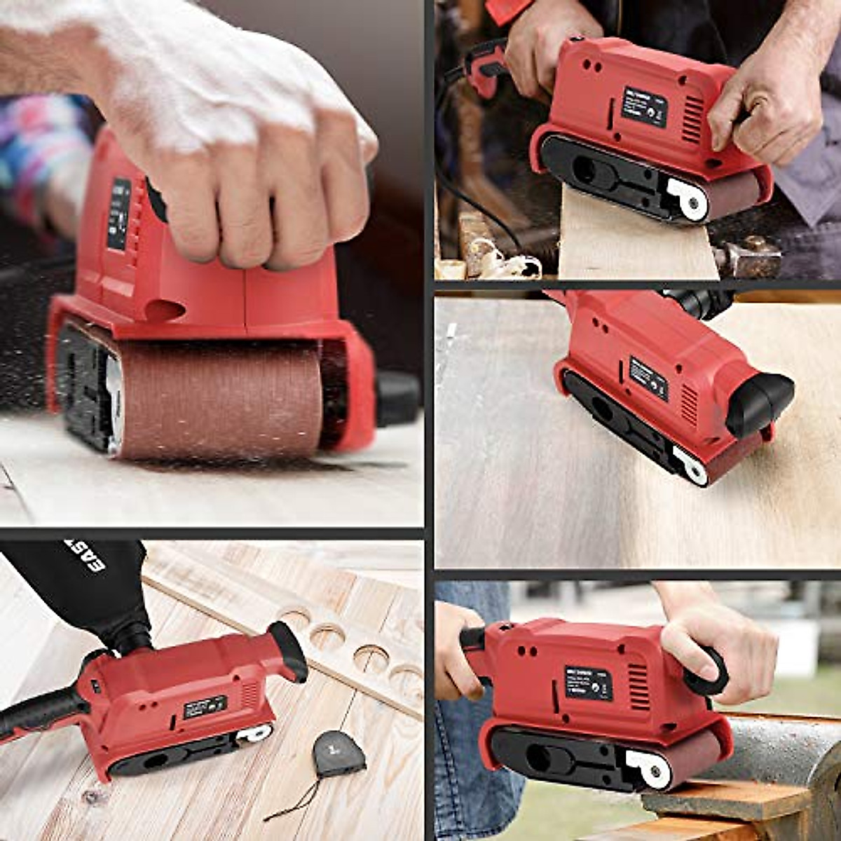Excited Work 7Amp Belt Sander with 20 Pcs Sanding belt, 3 x 18 Inch Belt Sander with Screw Clamps,Dust bag — Sanders for Derusting, Stripping Paint and Polishing,EWBS01D