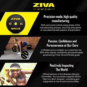 ZIVA Rubber Bumper Weight Plate - One Piece 10 lbs. Strength Training Plate - Fits 2” Olympic Bars - Precision-Calibrated Iron Weight, Ultra Durable Premium Virgin Rubber Coating - Low Bounce (10)