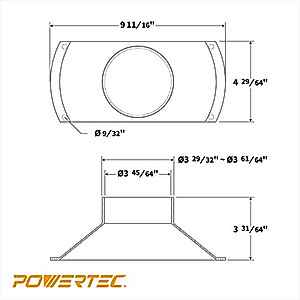 POWERTEC 70150 Rectangular Dust Hood Collector – ABS Plastic, 4 Inch OD Attachment for Woodworking Dust Collection Hose and Fittings