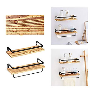 Coral Flower Floating Wall Mounted Shelves for Kitchen, Bathroom,Set of 2, 16.10inch, Brown