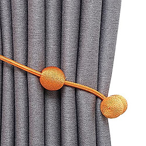 4 Piece，Curtain Straps，Magnetic Curtain Tiebacks Holdbacks, Modern Curtain Tieback Clips, Curtain Rope Holder Tie Backs, Decorative Hold Backs for Home Office Decoration-Orange||Length: 66cm