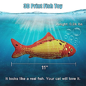 TOOGE 2 Pack 11" Floppy Fish Cat Toys with SilverVine and Catnip for Indoor Cats for Small Dogs Interactive Automatic Flopping Fish Cat Kicker Toys for Cats Puppy Small Dog