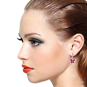 Galaxy Gold GG 14k Rose Gold Amethyst Butterfly Earrings