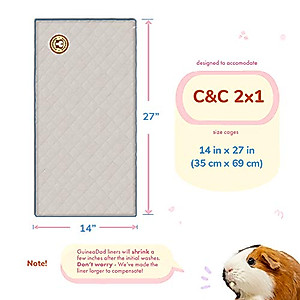 GuineaDad Liner | Guinea Pig Fleece Cage Liners | Guinea Pig Bedding | Extra Absorbent Bamboo | Waterproof Bottom (C&C 2x1, Grey)