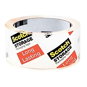 Scotch Long Lasting Storage Packaging Tape, 1.88" x 38.2 yd, Designed for Storage and Packing, Stays Sealed in Weather Extremes, 3" Core, Clear, 3 Rolls (3650S-3)