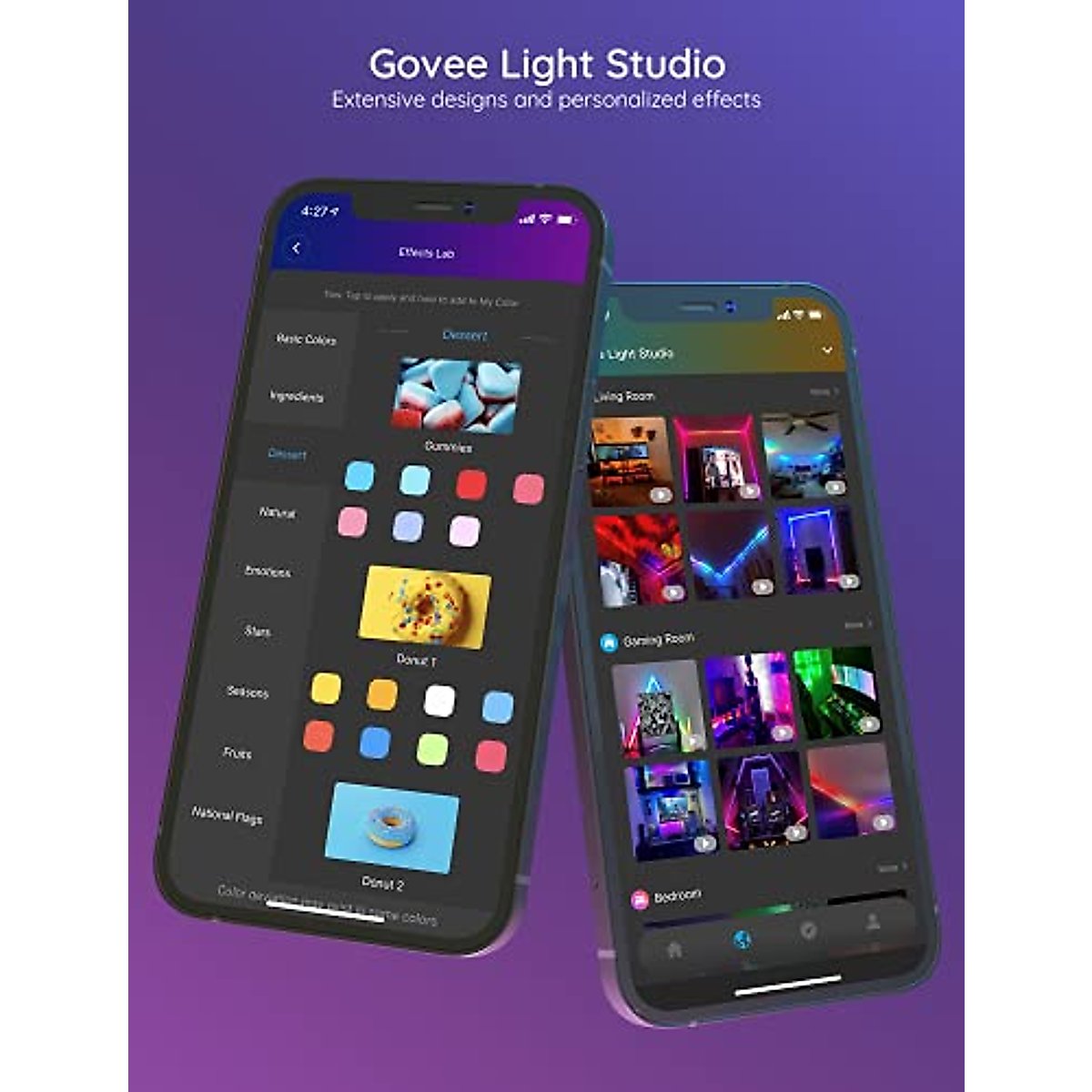 Govee 65.6ft RGBIC LED Strip Lights, Color Changing LED Strips, App Control via Bluetooth, Smart Segmented Control, Multiple Scenes, Enhanced Music Sync LED Lights for Bedroom, Party (2 X 32.8ft)