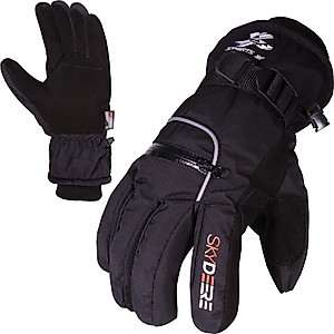 SKYDEER Waterproof Deerskin Suede Leather Ski Gloves for Snowboarding, Skiing, Ice Fishing, Snowmobile, Ice Skating, Hiking, Kayaking (SD8650T/M)