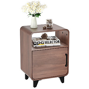 ousamili Nightstand with Open Shelf, Mid Century Modern Bedside Table, End Side Table with Removable Legs, Easy Assembly