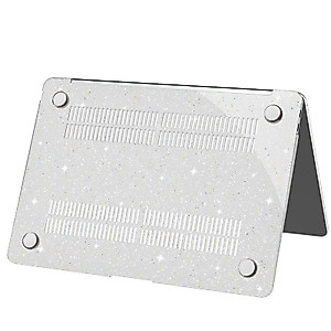 G JGOO Compatible with MacBook Air 13 Inch Case 2022 2021 2020 2019 2018 Release M1 A2337 A2179 A1932 Touch ID, Clear MacBook Air Case, Glitter Hard Shell Case + 2 Keyboard Cover + Screen Protector