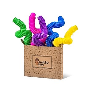NUTTY TOYS Jumbo XXL Pop Tubes - Sensory Toys - Fine Motor Skills Learning for Toddlers, Top ADHD & Autism Fidget 2025 for Kids, Best Preschool Gifts Idea, Unique Boy & Girl Valentines Day Present