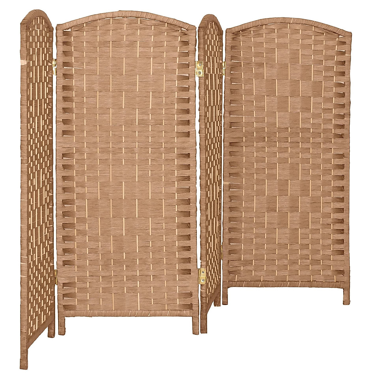 Red Lantern 3 ft. Short Diamond Weave Fiber Folding Screen - Natural - 4 Panel