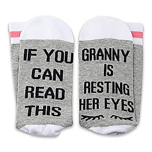 2PAIRS Granny Gift Granny Socks for Grandma If You Can Read This Granny Is Resting Her Eyes(Granny resting eyes)