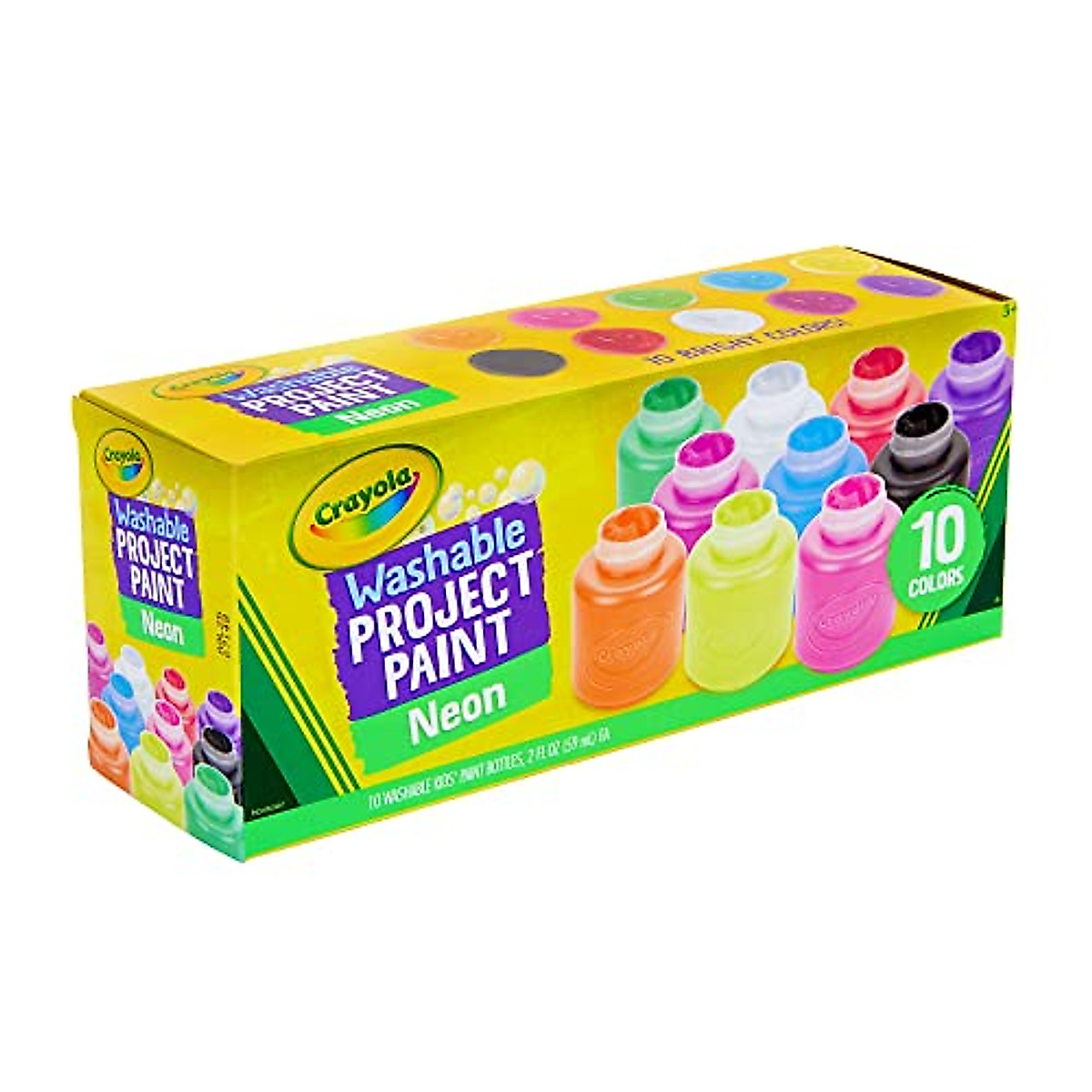 Crayola Washable Kids Project Paint - Neon (2oz), Arts & Crafts Supplies For Kids, Preschool & Kindergarten, Gifts, Ages 3+