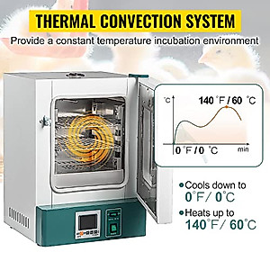 VEVOR Lab Incubator 20L Bacteria Incubator RT-65℃ Scientific Digital Incubator PID Temperature Control Microbiological Laboratory Incubator for Bacterial Culture Seed Germination Medical Science