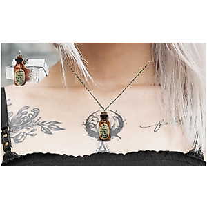 UMBRELLALABORATORY Goth necklace jewelry for women Steampunk Gothic Lolita costume accessories apothecary potion glass tiny jar bottle with handmade Halloween apothecary sticker