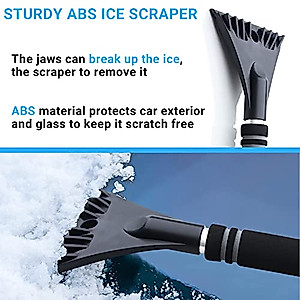 Qidoe Car Snow Brush and Ice Scraper Extendable for Car Windshield - 2 Pack: Snow Removal Winter Car Accessories with Ergonomic Foam Grip for SUVs Trucks Cars (Heavy Duty ABS, PVC Brush 24" Long)