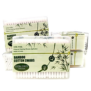 5 Packs Bamboo Cotton Swabs, Wooden Cotton Swabs 1000pcs