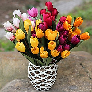 Bluelans® 9 Heads Artificial Silk Real Touch Tulips Flower Bouquet Home Room or Birthday Garden Decoration (Orange)